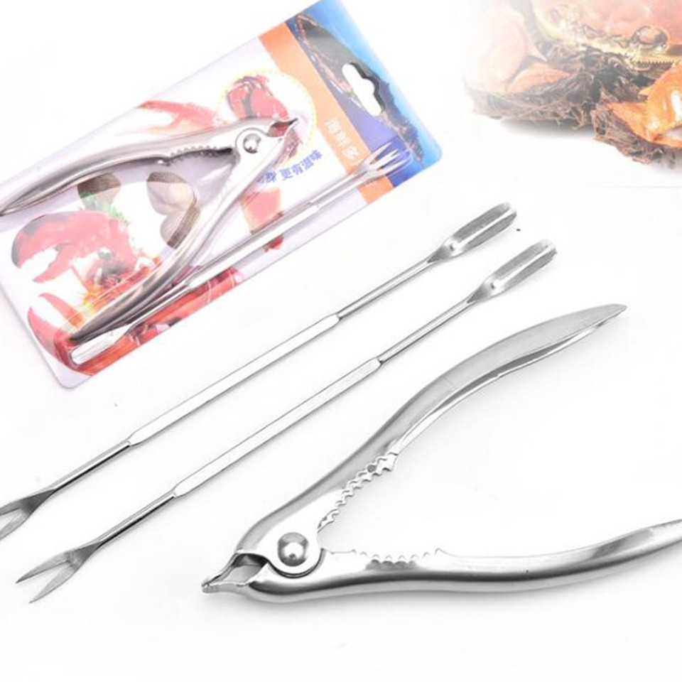 3pcs Clam Clamps Crab Opener Seafood Tools Set Nut Stainless Steel ...