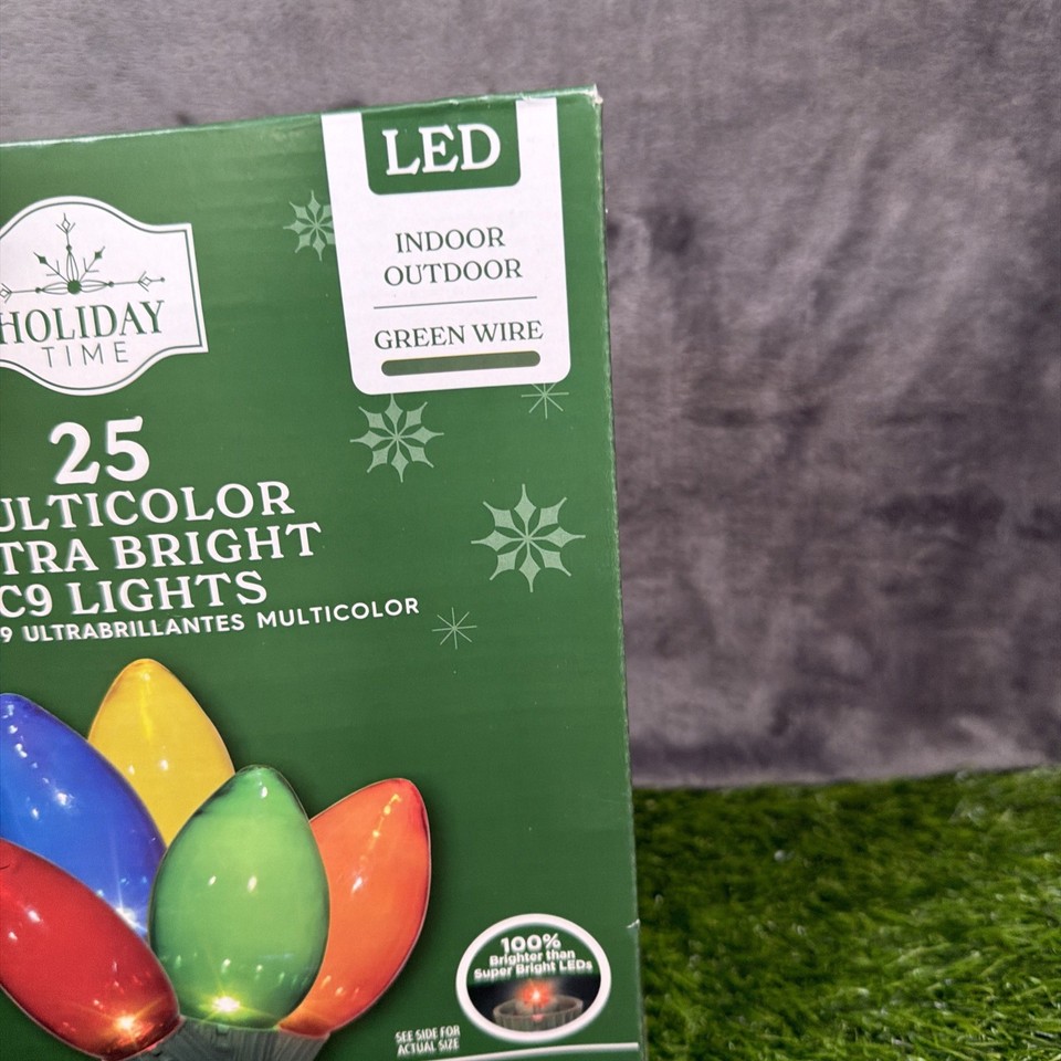 25 Multi-Color Ultra Bright C9 LED Christmas Lights Holiday Time Green ...