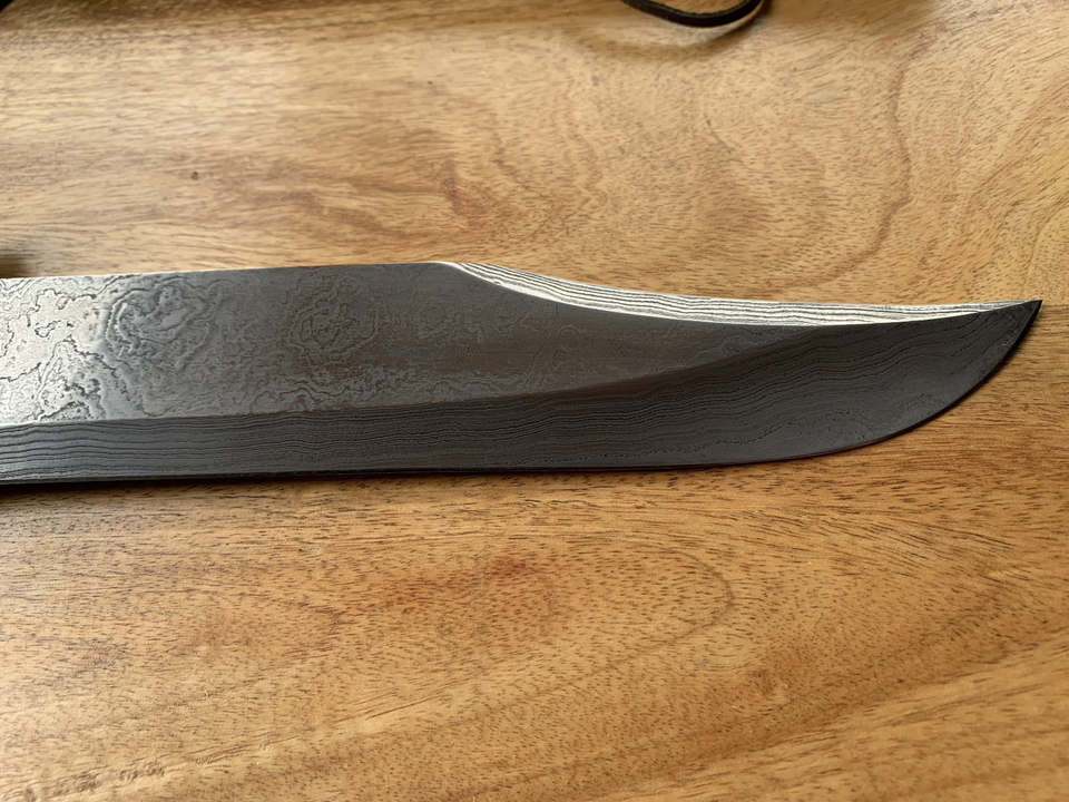 Dan Harrison Custom Handmade Knife. 10" Damascus Fighting Bowie. 15"OAL ...