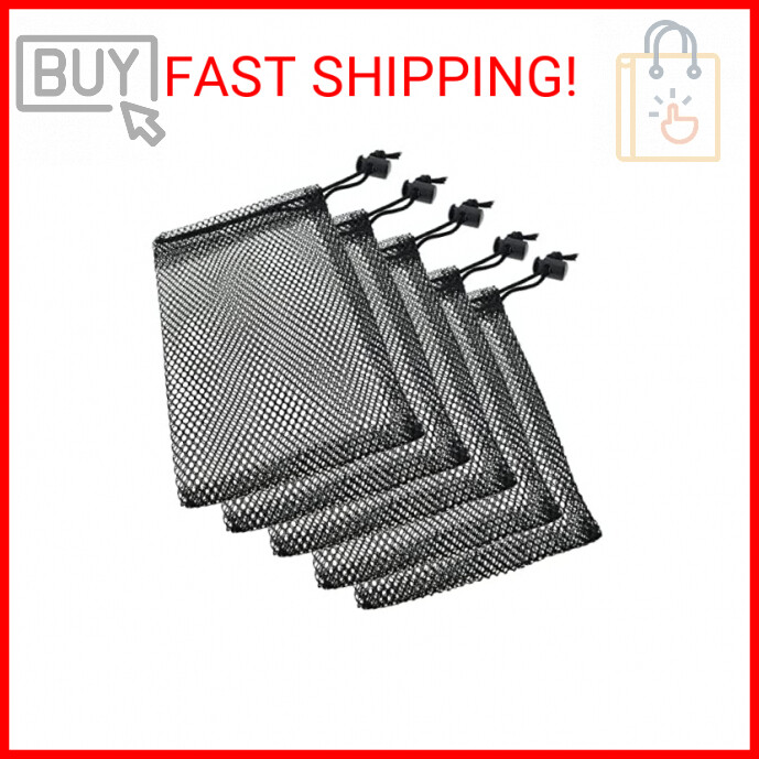 HSCGIN Small Mesh Bags 5PCS Black Nylon Mesh Drawstring Bags Durable ...