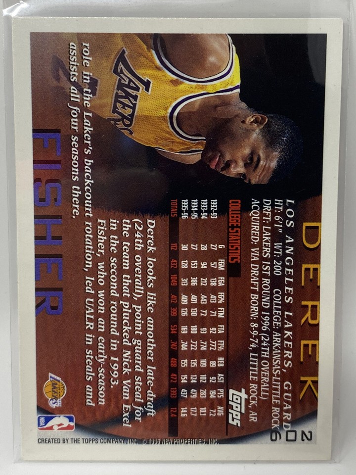 1996-97 Topps Derek Fisher 50th Anniversary Foil Rookie Card RC LA ...