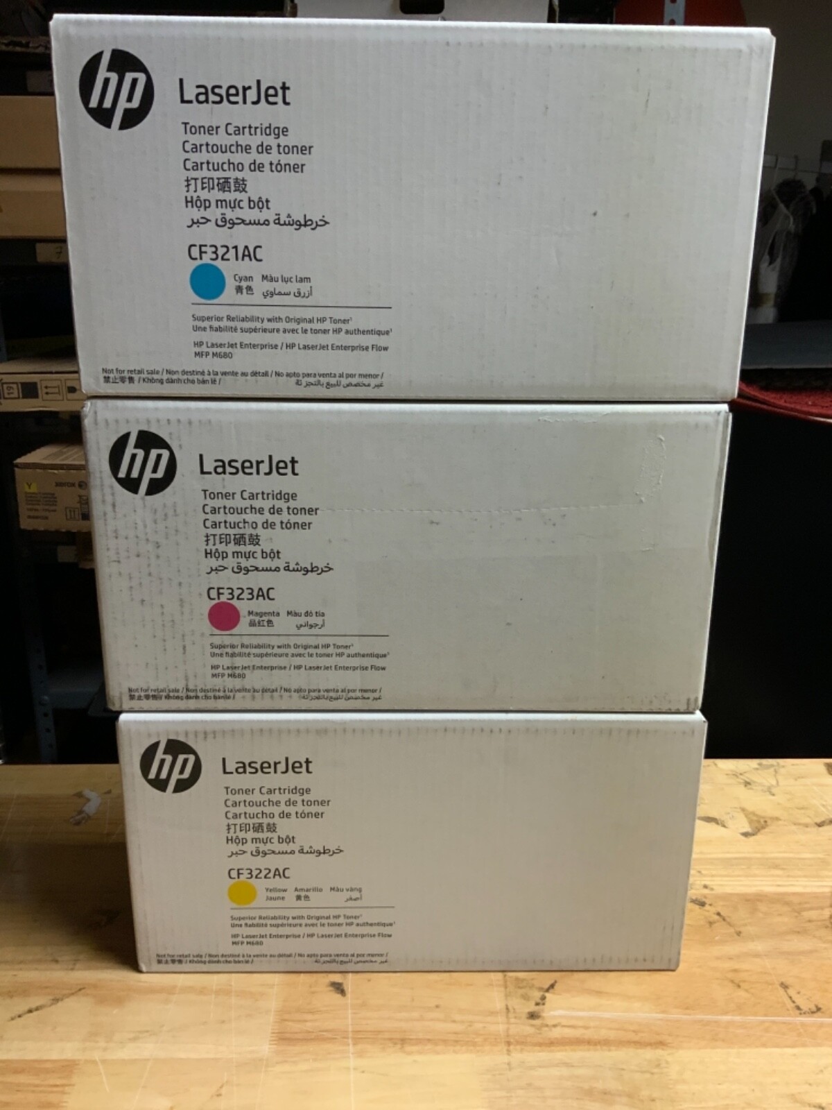 New Genuine OEM HP LaserJet CF321AC CF322AC CF323AC Cyan Yellow Magenta ...