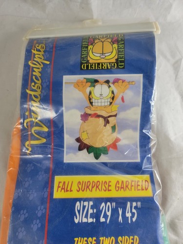 Windsculpts Paws Fall Surprise Garfield Two Sided Hanging Flag 29" x 45 ...