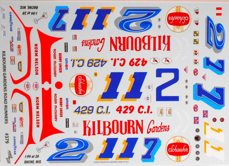 NASCAR DECAL # 7 KILBOURN GARDENS 1973 PLYMOUTH ROAD RUNNER NORM NELSON ...