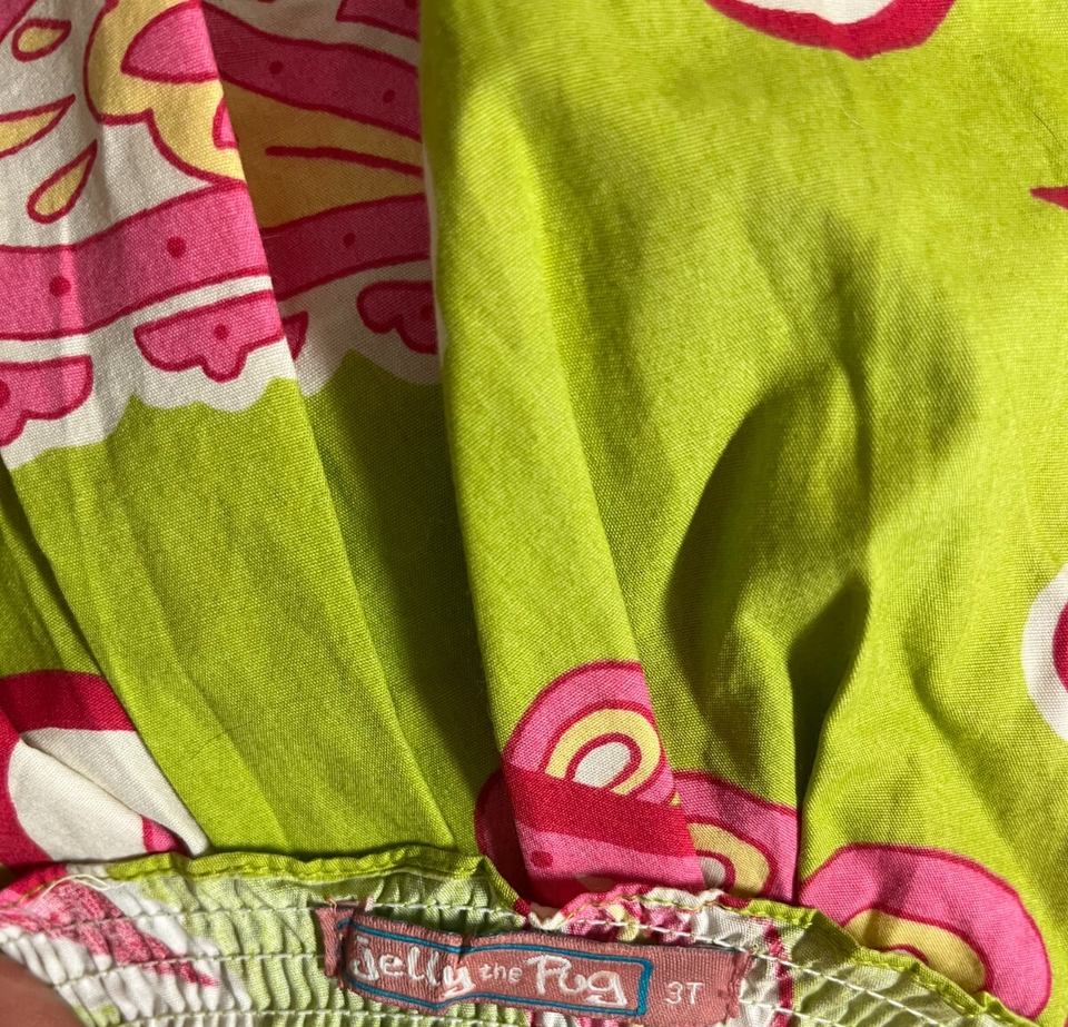 JELLY THE PUG 3 Tier Paisley DRESS Pink, Red & Green 100% Cotton Girls ...