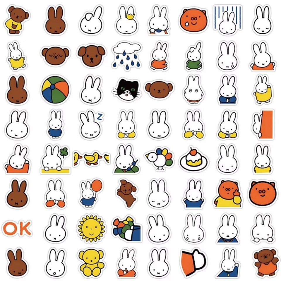 New 100/50pcs New Miffy Cartoon Stickers Waterproof Notebook Stationery ...