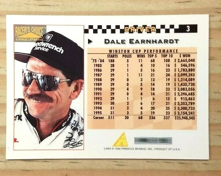 1996 PINNACLE DALE EARNHARDT CARD#3 NM-MT NASCAR GOODWRENCH WRANGLER | eBay