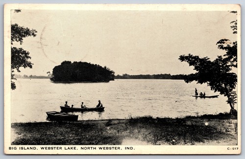 North Webster Indiana~Webster Lake Big Island~Row Boaters Row Along ...
