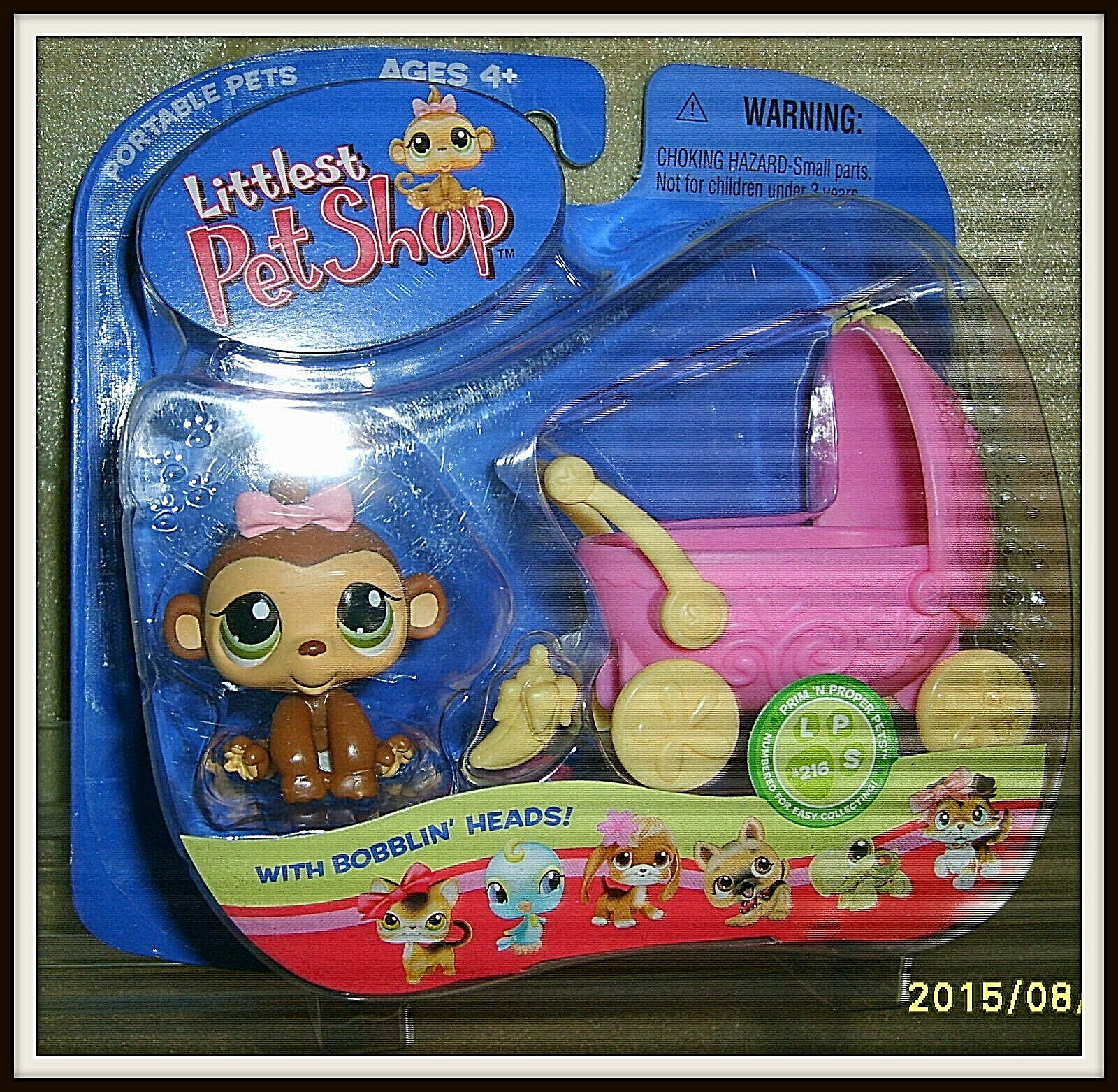 Littlest Pet Shop #216 Monkey with Carriage, Retired 2006 Release NIB ...
