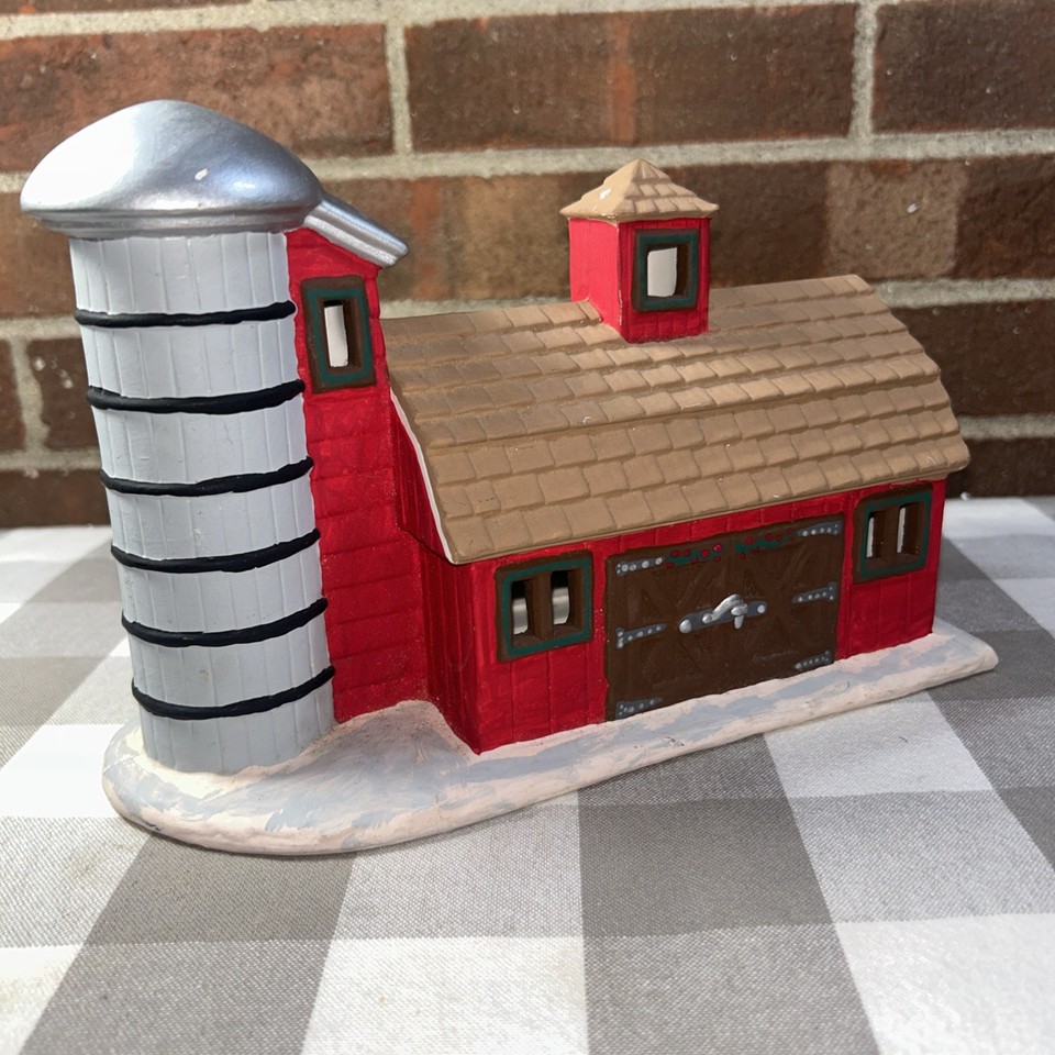 VTG Byron Mold Country Christmas Village Barn & Silo Ceramic Hand ...