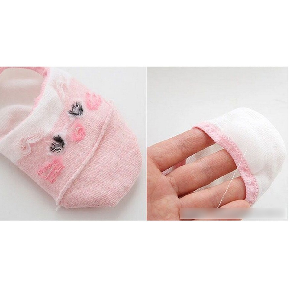 6 Sets Cat Pattern Silicone Non-slip Invisible Lady Boat Socks(Random ...