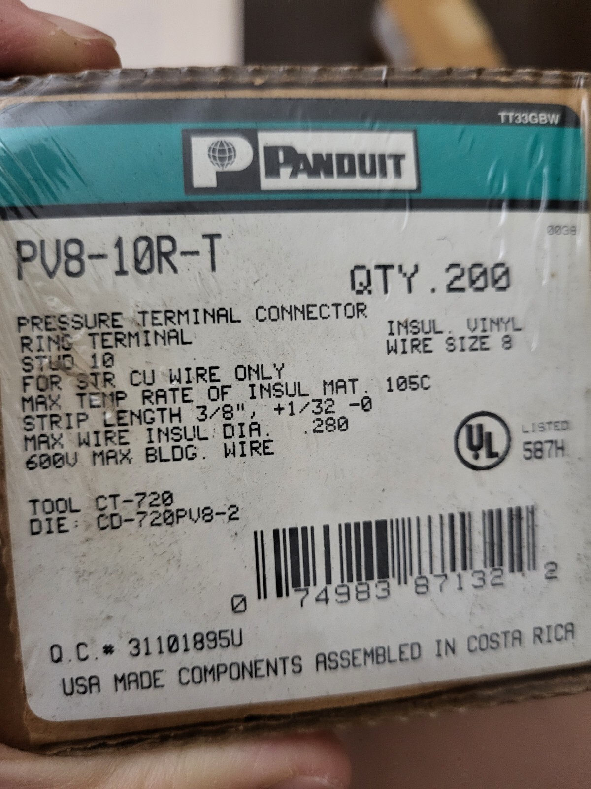 200 Panduit PV8-10R-T Terminals VYL-RING 8 RED #10 | eBay