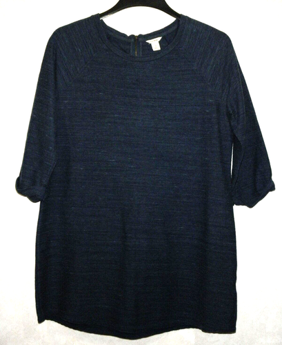 LL Bean Top Tunic Women M-Reg Blue Round Neck 3/4 Raglan Sleeve | eBay