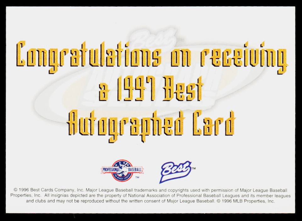 1997 Best Autograph Series - Jeremy Blevins Angels Auto | eBay