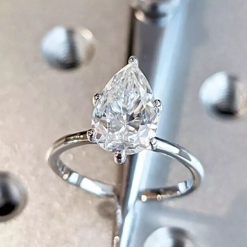 3Ct Lab Created Diamond Women Solitaire Engagement Ring 925 Sterling ...