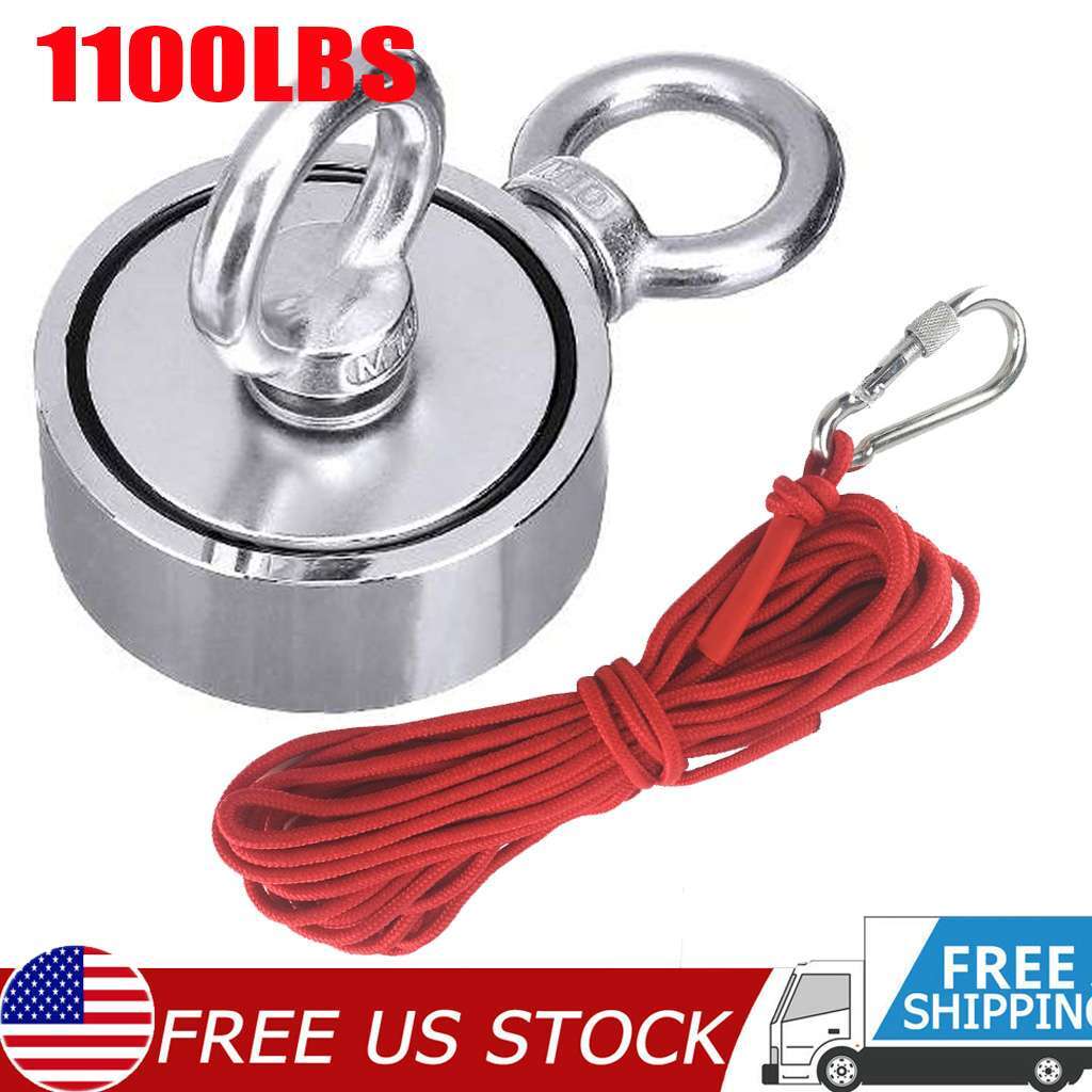 1100lbs Pulling Force Neodymium Fishing Magnet Double-sided Salvage ...