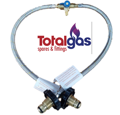 CARAVAN BRAIDED GAS PIGTAIL KIT CHANGEOVER TWIN CYL POL - 1/4 INV FLARE ...