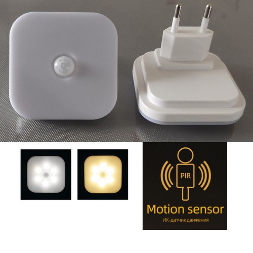Night Light With EU Plug Smart Motion Sensor LED Wall Plug Lamp Bedside ...