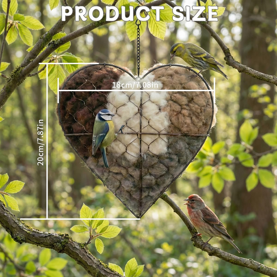 Handmade Alpaca Fiber Bird Nesting Heart Refillable Natural Material ...