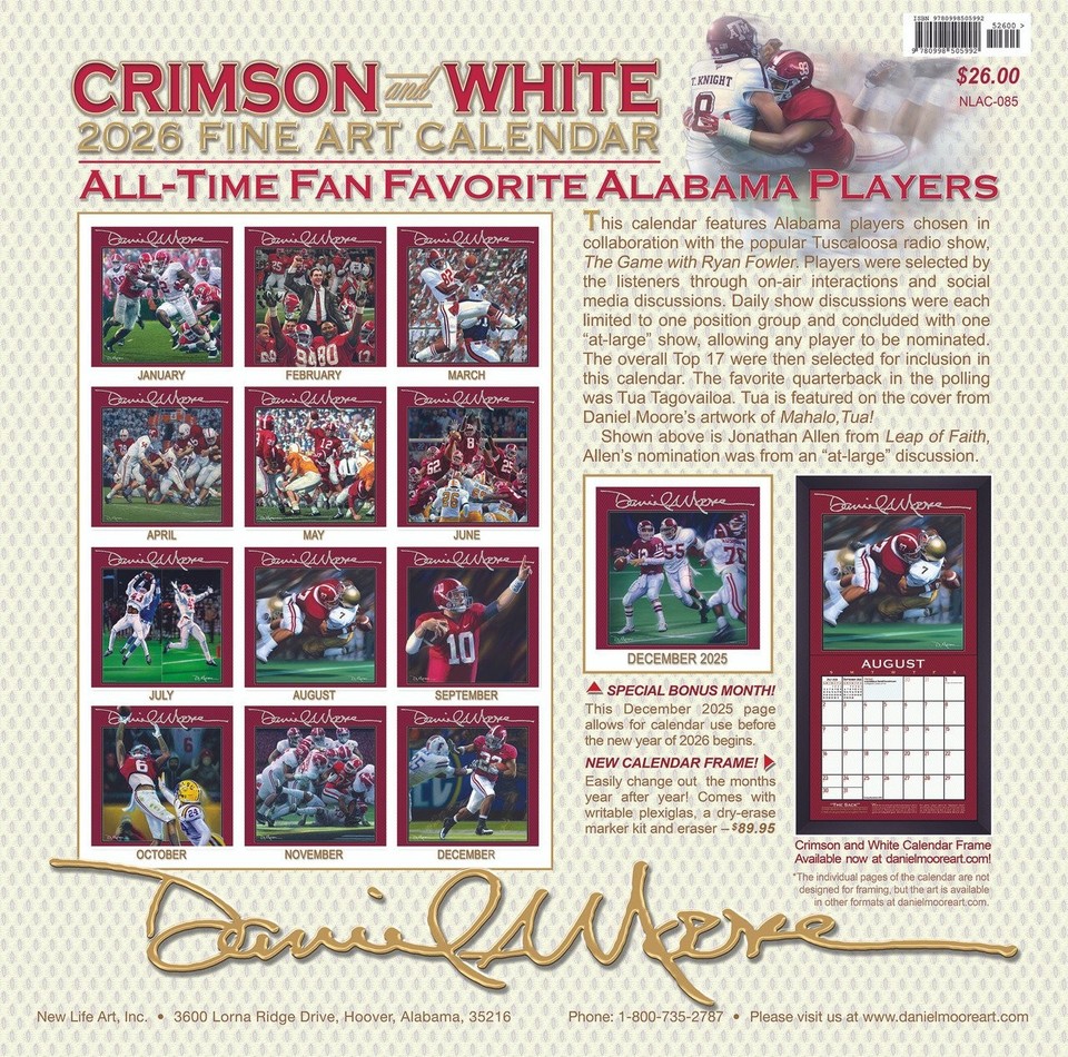 Daniel Moore's Alabama Football 2026 Crimson and White Fine Art ...