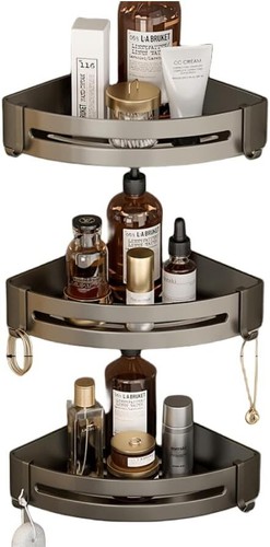 3 Tier Corner Shower Caddy Shelf Bathroom Wall Mounted Storage Rack ...