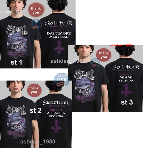 Ghost Skeletour World Tour July 9 2025 Merch Tee In Baltimore Maryland T-Shirt | eBay
