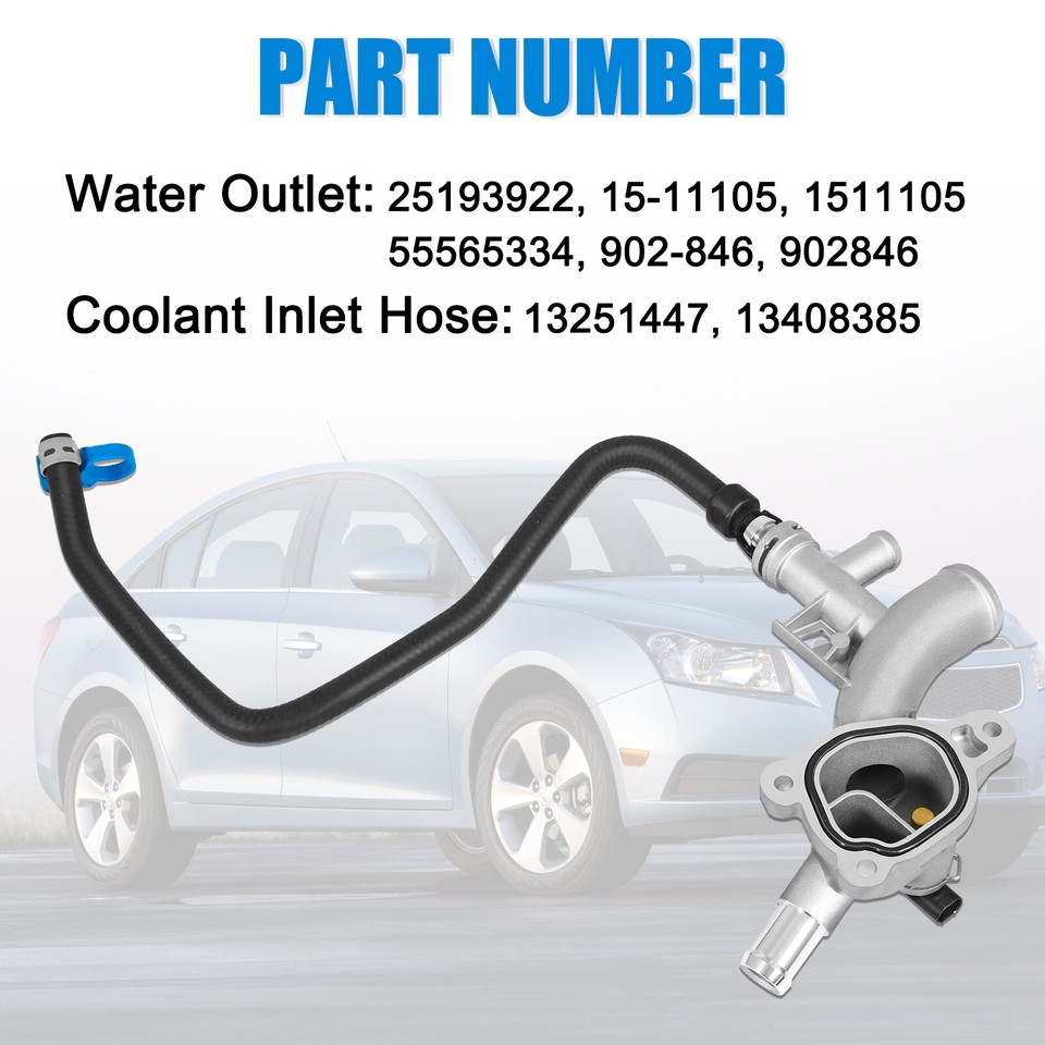 Engine Coolant Water Outlet W/ hose for Chevy Cruze Sonic Trax Buick ...