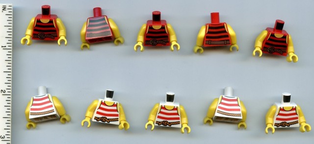 LEGO x 5 White Minifig Torso Pirate Stripes Red x 5 Minifig Torso ...