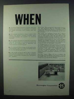 1962 Burroughs B 5000 Computer System Ad - When | eBay