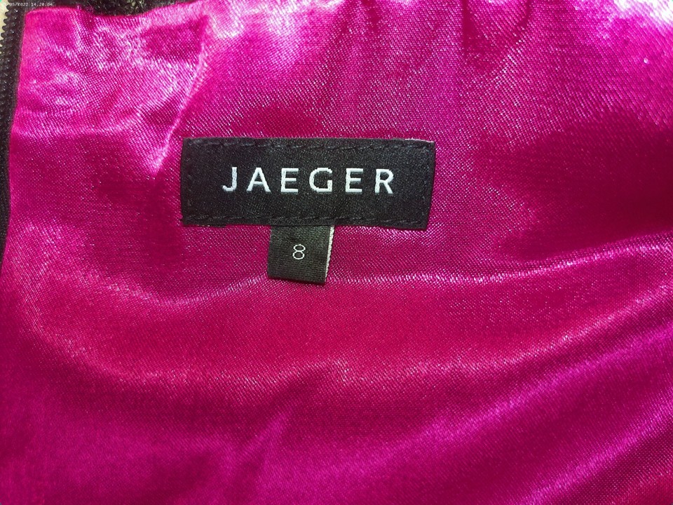 JAEGER BLACK & HOT PINK LACE SLEEVELESS FITTED OCCASION EVENING DRESS ...