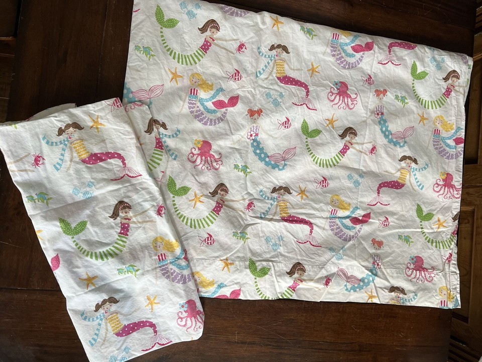 Pottery Barn Kids Bailey Ruffle Mermaid Quilt Twin Reversible +Sham ...