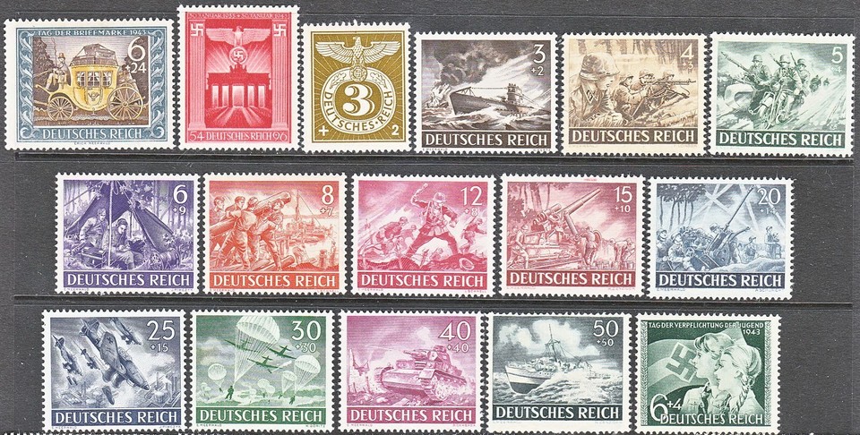 Stamp Germany Year 1943 Mi 828-63 Set WWII 3rd Reich Wehrmacht Stuka ...