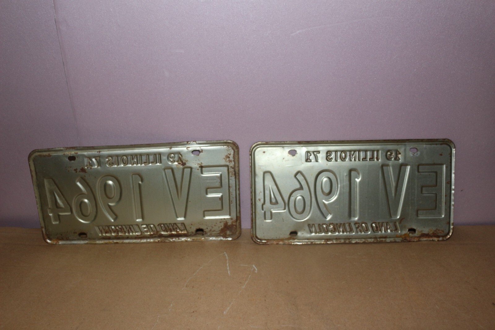 Pair Set Vintage 1971 Illinois Embossed Metal License Plate Chevrolet ...