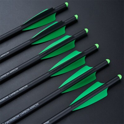 12pcs Archery Hunting Carbon Crossbow Bolts 16inch Half Moon Nock OD8 ...