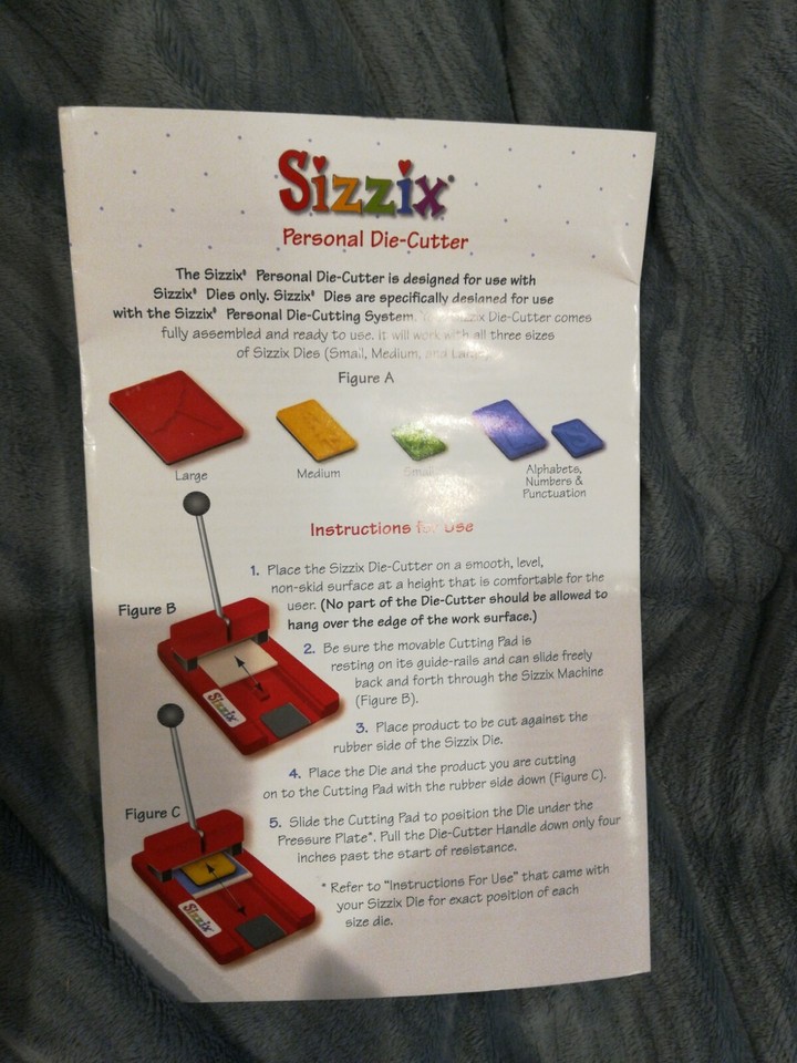 Sizzix Original Red Personal Die-Cutter Press Machine, Pad 38-0605 ...