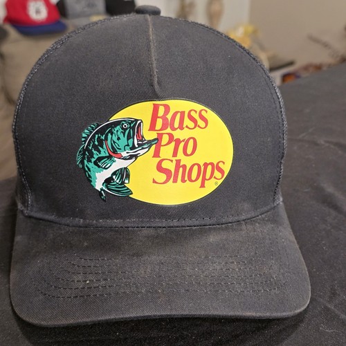 Bass Pro Shops Snapback Trucker Hat Black OSFM Mesh Back Gone Fishing ...