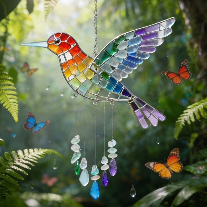 Charm Rainbows Bird Wind Chimes Shimmer In Sun Perfect For Yard ...