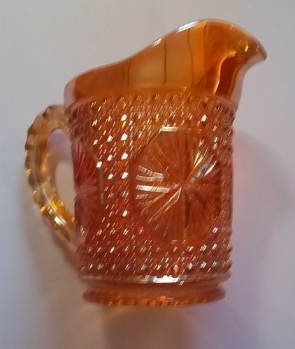 Vintage Carnival Glass Star Medallion Marigold Pitcher 6" | eBay