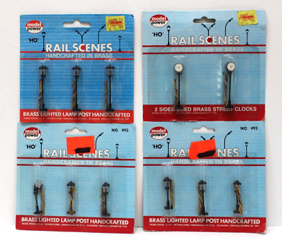 Lot of 4 packages HO Model Power Rail Scenes Brass Lamp Posts Street ...