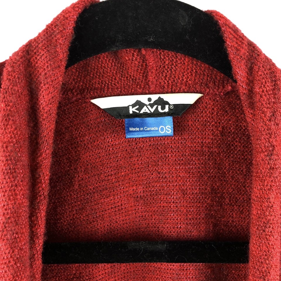 Red Tunic Sweater Open front Cardigan M/L Asymmetrical Trapeze ...