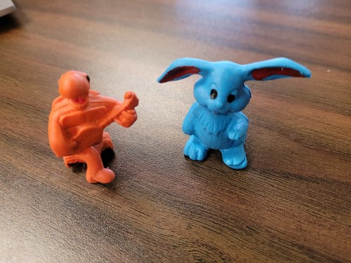 Vtg 2 Diener 1960s Rubber Eraser Rabbit Turtle Guitar Itty Bitty Charm ...