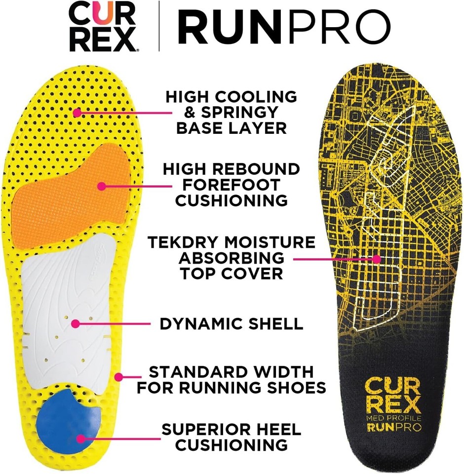 CURREX RunPro Insoles for Running Shoes, for Men & Women, Medium Arch, Large | eBay