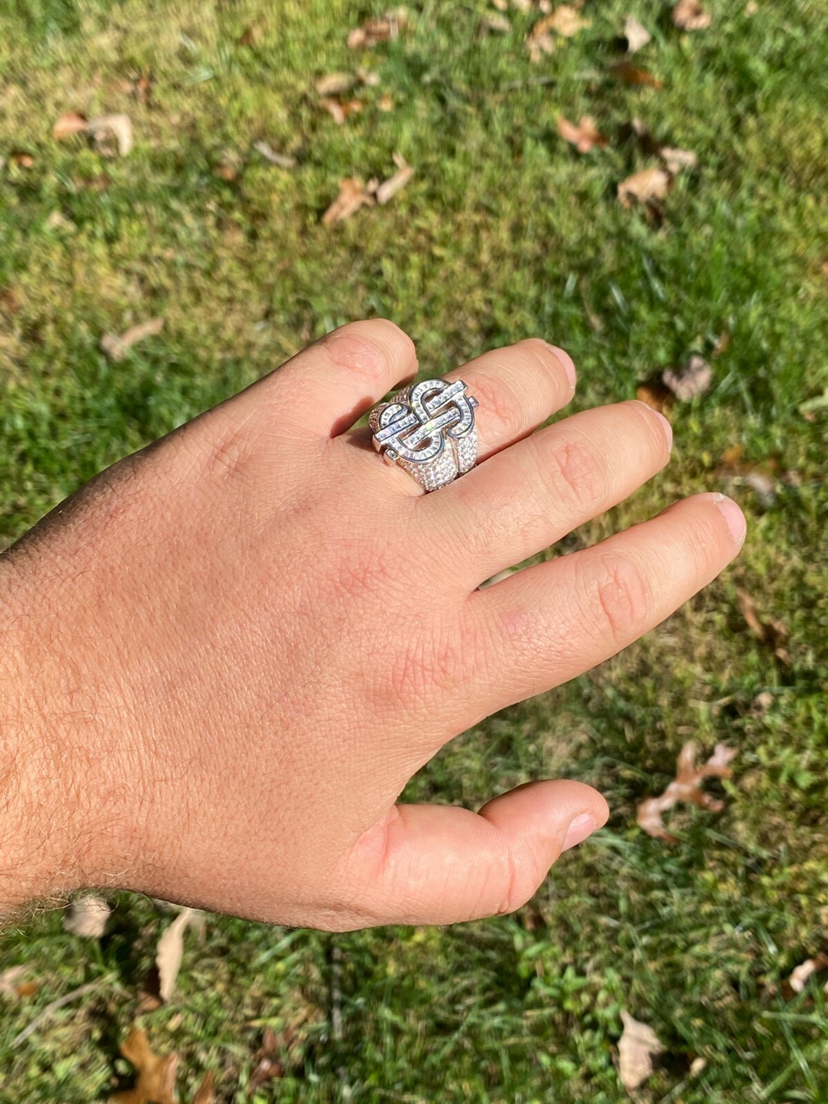 Real Solid 925 Sterling Silver Men's Hip Hop Dollar Sign $ Iced Pimped ...