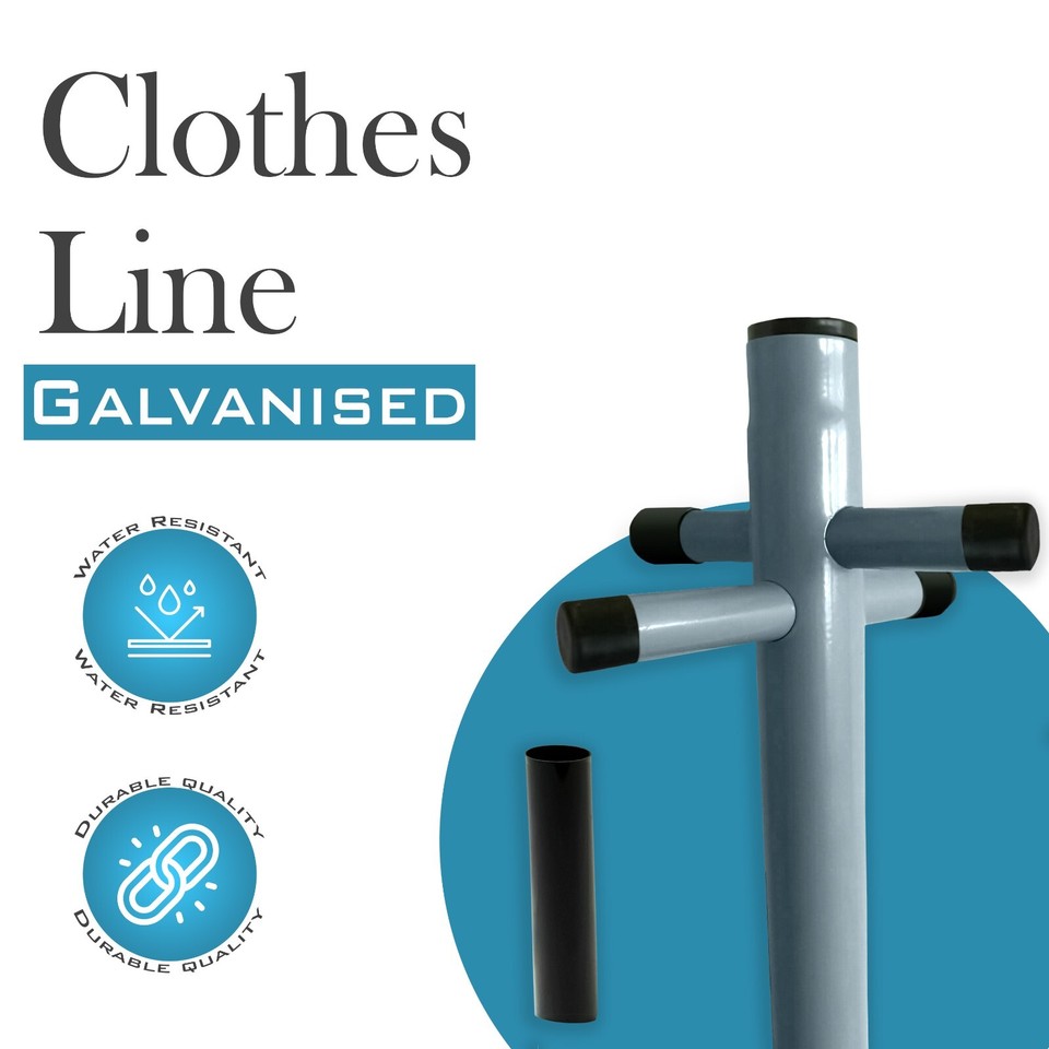 Galvanized 2.4m Heavy Duty Clothes Washing Line Post Pole Support With ...
