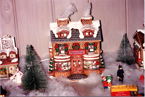 Vintage 1990s Found Photo - Pretty Lighted Christmas House Village ...