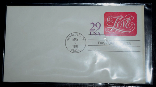 VINTAGE FIRST DAY CANCEL "LOVE - 29c," USPS Embossed Envelope, U621 (c ...
