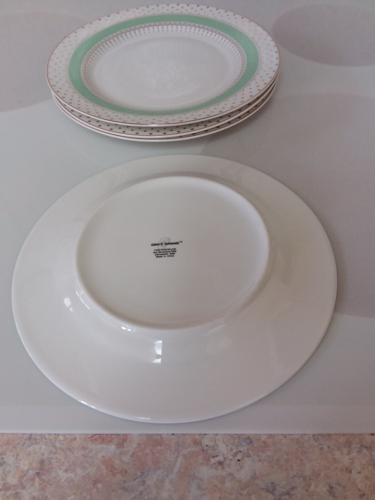Set of 4 Grace's Teaware Mint Green and Gold 8" Dessert Plates | eBay