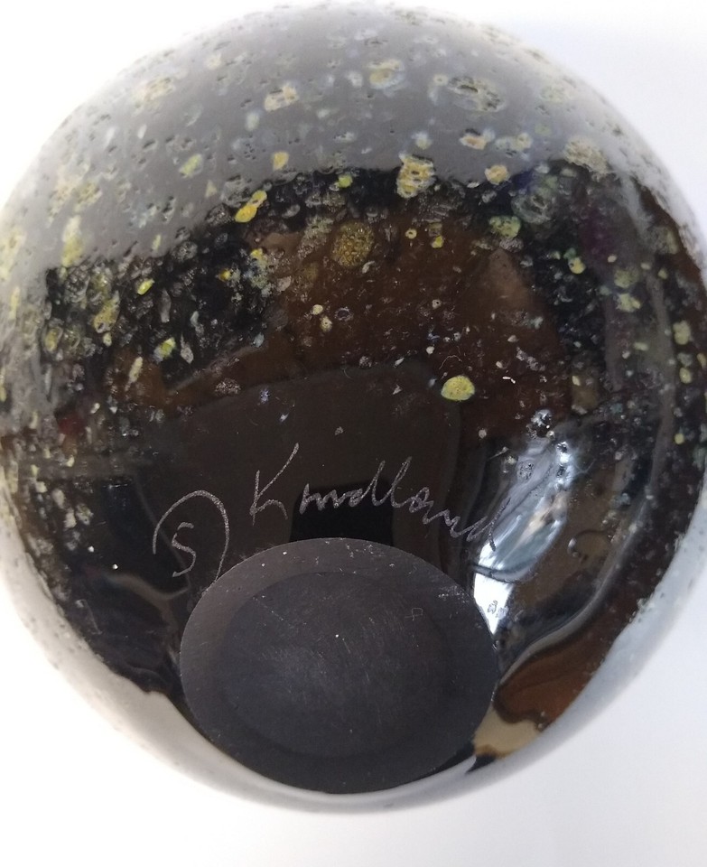 Signed Suzanne Kindland Icefire Glassworks Art Glass Vase Iridescent ...