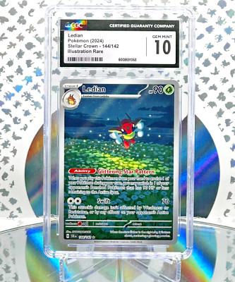 CGC 10 Ledian 144/142 Stellar Crown Secret Illustration Rare Pokemon ...