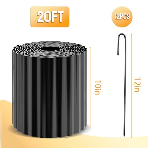 Corrugated Landscape Edging, 10" × 20 FT Metal Garden Edging Black 10In ...